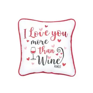C&F HOME I Love You More Than" Hearts Valentine's Day Cotton Blend Mini Accent Pillow 10" X 10 - White