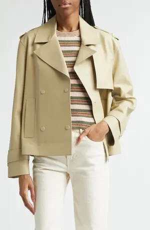 Veronica Beard Heathcliff Crop Leather Trench Coat