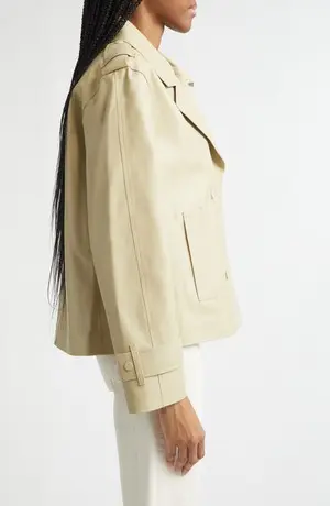 Veronica Beard Heathcliff Crop Leather Trench Coat