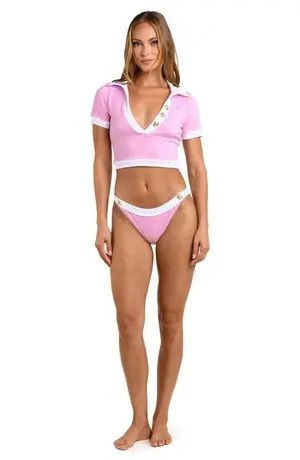 L'Agence Color Block Bikini Bottom - Blush
