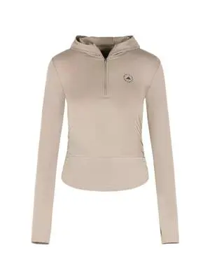 Adidas By Stella McCartney Longsleeve Hooded Knitwear With Partial Zip Closure - Neutrals