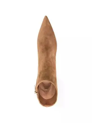 Santoni Point-toe Suede Boots - Neutrals