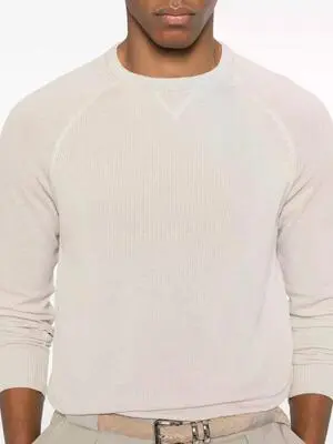 Eleventy Round-neck Fine Knit Sweater - Neutrals