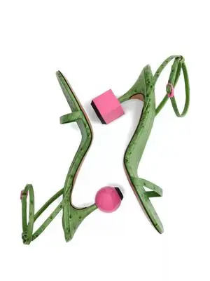 Jacquemus The Bisou Cube-heel Sandals - Green