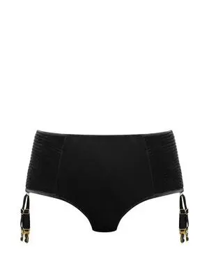 MAISON CLOSE Rococo High Waisted Garter Belt Briefs - Black