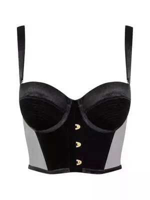 MAISON CLOSE Buttoned Bustier Bra - Black