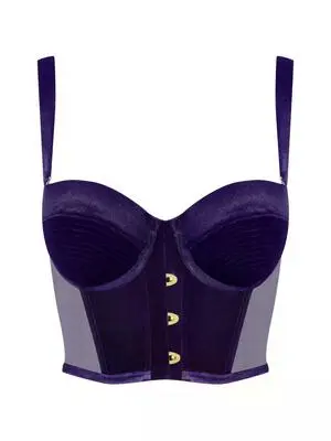 MAISON CLOSE Bustier Lace-up Bra - Purple