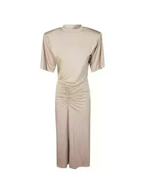 Andamane Ruched Midi Dress - Neutrals