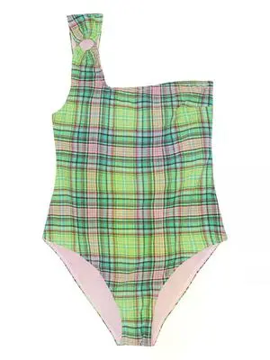 GANNI One-shoulder Plaid Swimsuit - Green