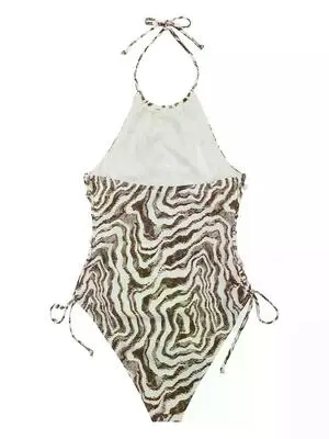 GANNI Patterned Tieband One Piece Swimsuit