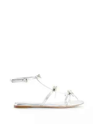 Giambattista Valli Bow-embellished T-strap Sandals - Silver