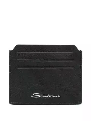 Santoni Logo-print Leather Wallet - Black