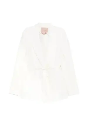 TWINSET Tie-waist Linen Blazer - White
