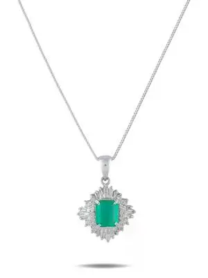LB EXCLUSIVE Diamond And Emerald Necklace - Silver