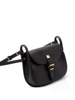 Valentino Garavani Buckle-strap Leather Shoulder Bag - Black