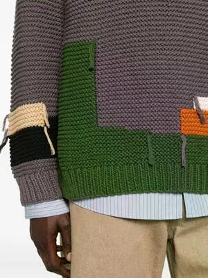 You Must Create Patchwork Sweater - Grey