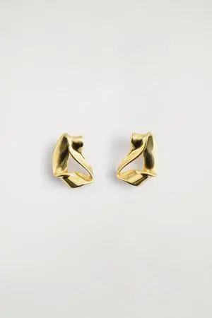 Cos Twisted Ribbon Stud Earrings - Gold