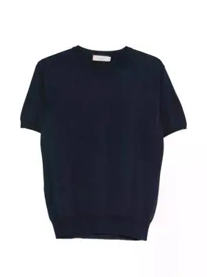 Canali Short Sleeve Knitted T-shirt - Blue