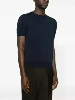 Canali Short Sleeve Knitted T-shirt - Blue