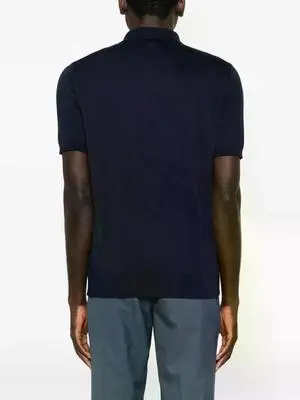 Canali Short-sleeve Knitted Polo Shirt - Blue