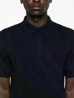 Canali Short-sleeve Knitted Polo Shirt - Blue