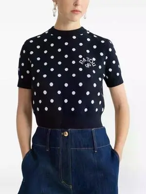 PATOU Polka-dot Knitted T-shirt - Black