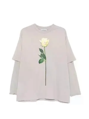 Acne Studios Layered Floral Graphic T-shirt - Neutrals