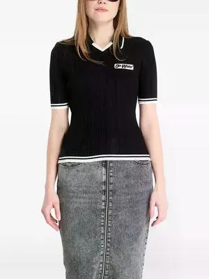 Off-White Ribbed Short-sleeve Top