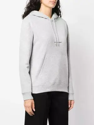 Saint Laurent Embroidered Logo Hoodie - Grey