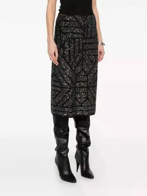 CIRCUS HOTEL Geometric Sequin Embellished Skirt - Silver
