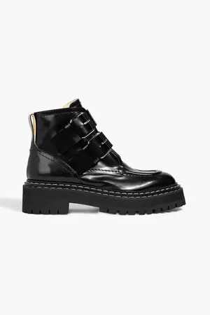 Proenza Schouler Buckled Leather Combat Boots - Black