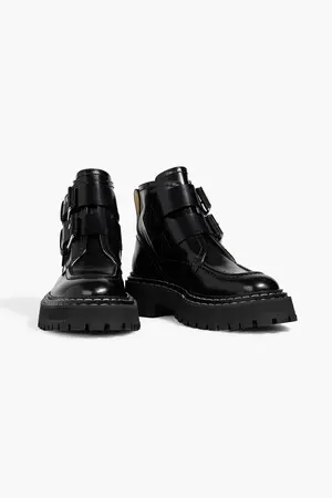 Proenza Schouler Buckled Leather Combat Boots - Black