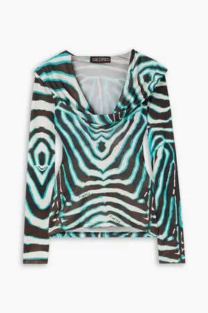 SIEDRES Casey Zebra-print Satin Top