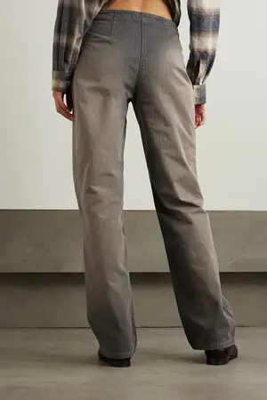 Our Legacy Biker Low-rise Wide-leg Herringbone Jeans - Gray