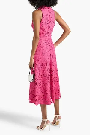 Badgley Mischka Guipure Lace Midi Shirt Dress
