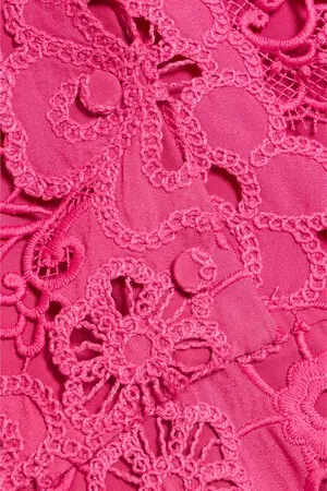 Badgley Mischka Guipure Lace Midi Shirt Dress