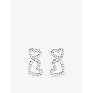 APM MONACO Heart Sterling-silver And Cubic Zirconia Stud Earrings - Sterling Sliver