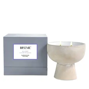 BLUEME Sleep Lavender & Cypress Medium Ceramic Candle 12 Oz - Grey