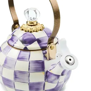 MACKENZIE-CHILDS Check 2 Quart Whistling Tea Kettle