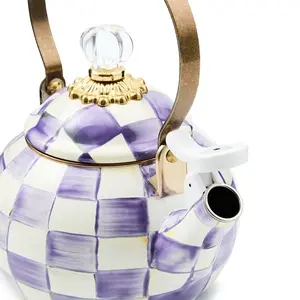 MACKENZIE-CHILDS Check 2 Quart Whistling Tea Kettle - Violet