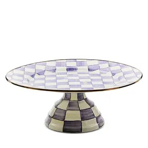 MACKENZIE-CHILDS Check Large Pedestal Platter - Violet