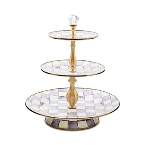 MACKENZIE-CHILDS Check Three Tier Sweet Stand - Violet