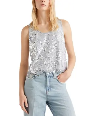 Marella Sequin-embroidered Tulle Tank Top