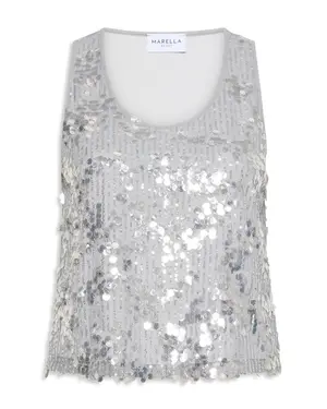 Marella Sequin-embroidered Tulle Tank Top
