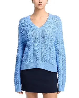 French Connection Ryland V-neck Cable Knit Sweater