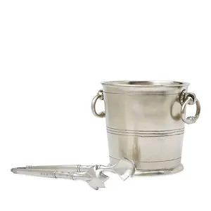 MATCH Pewter Ice Bucket And Tongs - No Color