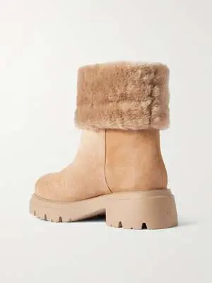 STUART WEITZMAN Hudson Shearling Ankle Boots - Camel