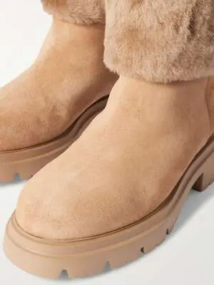 STUART WEITZMAN Hudson Shearling Ankle Boots - Camel