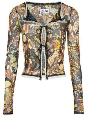 Jean Paul Gaultier Printed Cardigan With Tie Detailing - Multicolour
