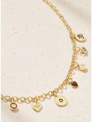 SYDNEY EVAN 14-karat Diamond And Enamel Charm Necklace - Gold